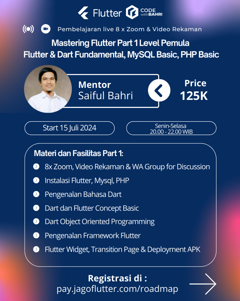 FIC Mastering Flutter Part 1 Pemula – Flutter & Dart Fundamental – Jago Flutter